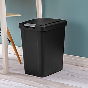 Sterilite 7.5 Gallon TouchTop Wastebasket Trash Can with Pop Up Lid for Kitchen, Bathroom, Mudroom or Office, 4 Pack, Black