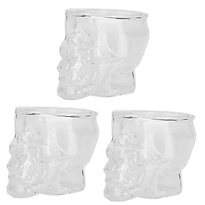 3PCS 75ML Transparent Glass Skull Shaped Wine Glass Glass Beer Beverage Container Halloween Party Decoration Vodka Whiskey Transparent Skull Glass