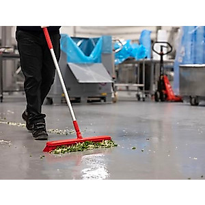 Vikan 319566 24" Heavy-Duty Push Broom, Soft/Stiff, Brown