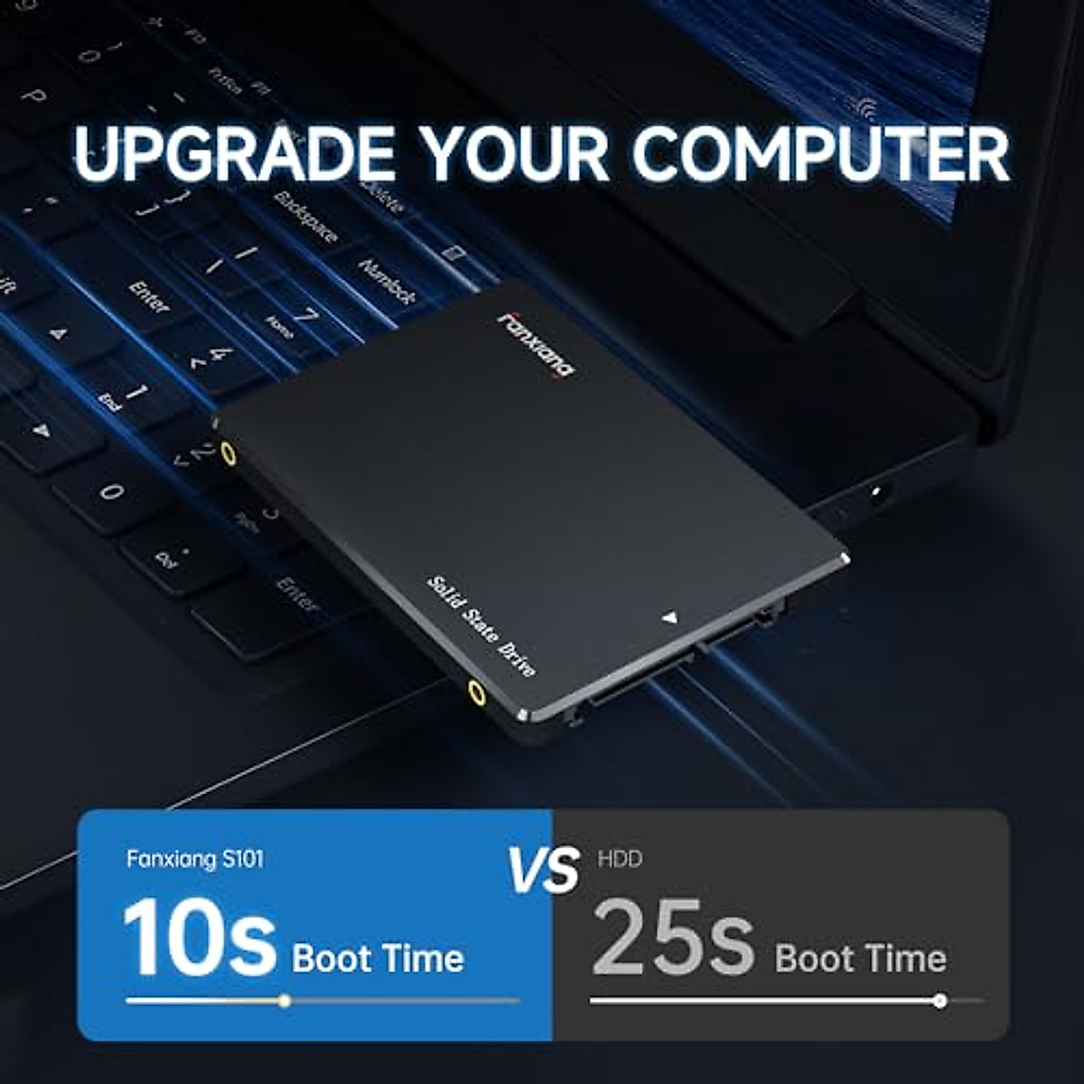 fanxiang SSD 2TB Internal Solid State Drive SATA III 6Gb/s 2.5", 3D NAND, SLC Cache, Up to 550MB/s, Compatible with Laptops and PC Desktops(S101)