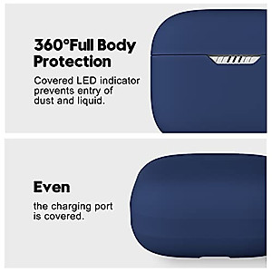 Oakxco JBL Tune 230NC TWS Case Silicone, Soft Rubber Gel Shockproof Hard Protective Cover with Nylon Lanyard, Slim Fit Thin Skin Sleeve Charging Case for Women Girl Cute, Midnight Blue