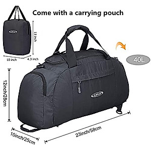 G4Free 40L 3-Way Duffle Bag Backpack Gym Bag for Men Women Sports Duffel Bag with Shoe Compartment Travel Backpack Luggage