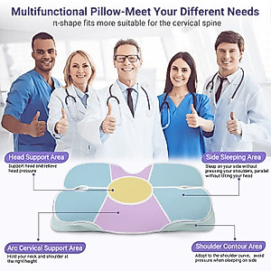 DONAMA Cervical Neck Pillow,Ergonomic Contour Orthopedic Pillow for Neck and Shoulder with Soft Cooling Pillowcase,Memory Foam Support Sleeping Pillow for Side,Back,Stomach Sleeper