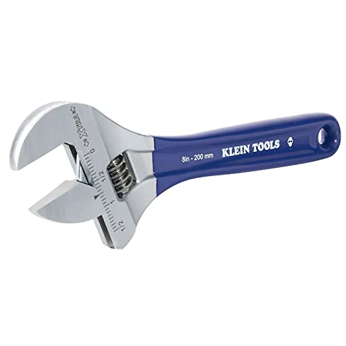 Klein Tools D509-8 Adjustable Wrench, Extra Wide Jaw Forged Drive Wrench with High Polish Chrome Finish, 8-Inch