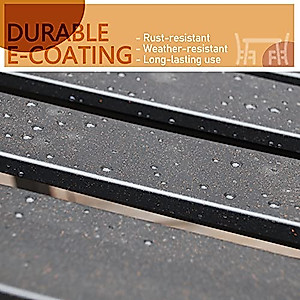 VOYSIGN Outdoor Stackable Dining Chairs with Armrest, Metal Patio Chairs Support 300lbs (Black Vertical-2pk)