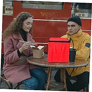 SOLUSTRE Catering Bag 1pc Portable Cooler Bag Water Resistant Tote Bag Portable Heating Lunch Box Foldable Tote Bag Insulated Shopping Bag Thermal Bag Take-out Insulated Bag Red