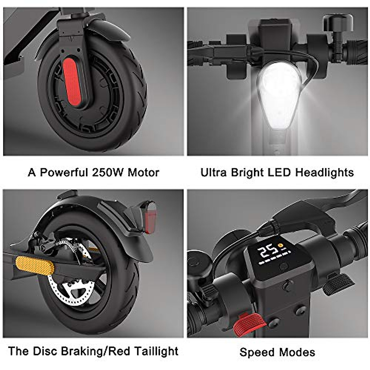 Electric Scooter 7.5AH Long-Range Battery 8.5" Pneumatic Tires Up to 15 Miles Range Powerful 250W Motor Max Speed 15.5 MPH, UL Certified Adult Foldable and Portable E-Scooter for Commute & Travel