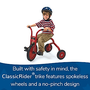 Children’s Factory ClassicRider 12" Toddler Tricycle, Kids Tricycle with Rubber Wheels, Red/Black