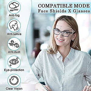 Pupmoms Face Shield, Anti-Fog 4 Pack Face Shields with Glasses Frame, Clear Reusable Plastic Full Cover Face Visor Shield, Transparent Protective Safety Goggle Shield for Adults Women Men