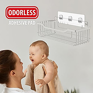 Temste Shower Caddy, Stainless Steel Bathroom Shower Organizer with Adhesive Hooks, Rustproof Shower Shelves for Inside Shower, Shower Storage for Bathroom, Shower Rack - 2 Pack