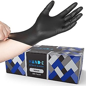 Black Nitrile Medical Gloves Disposable Medium 100 Count - Surgical Gloves Latex Free, Extra Thick 5 Mil Medical Exam Gloves, Powder Free