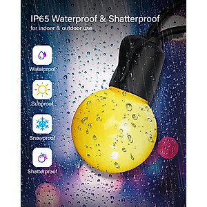 ASAHOM Smart LED Outdoor String Lights, 50ft G40 RGB Globe Patio Lights, 25 Shatterproof Multi-Color LED Bulbs, Voice & WiFi APP Control, Waterproof Connectable Hanging Lights for Garden Party Decor
