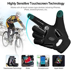 BIKINGMOREOK Cycling Gloves Bike Gloves Biking Gloves for Men Women,Touchscreen Full Finger Shock-Absorbing Mountain Bike Gloves,5MM Gel Pads MTB Road Bicycle Gloves for Running,Hiking-Gray-L