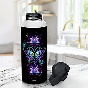wowcugi Butterfly Water Bottle Personalized Sport Stainless Steel Insulated Sports Bottles 32oz 18oz 12oz Birthday Christmas Custom Butterfly Gifts For Girls Women Kids Teen Custom Name