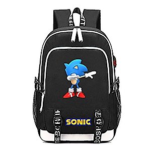 Gmoke Cartoon Canvas Laptop Backpack for Teen, Backpack for Women Men with USB Charging Port. (Black1)