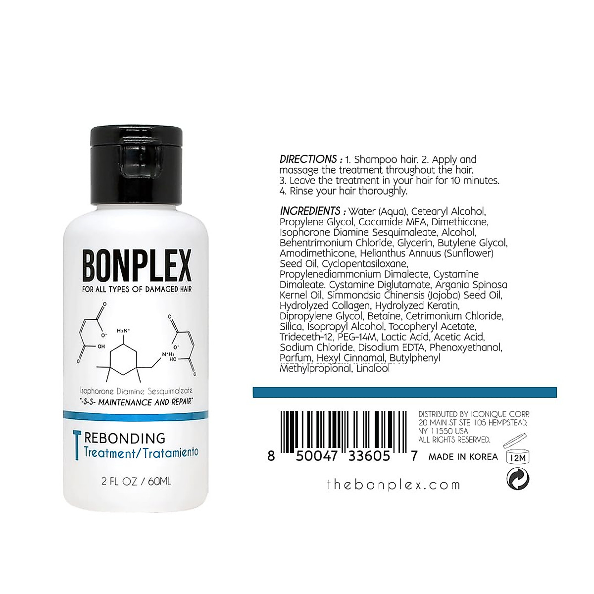 Perfect Bonding Concentrate for Damaged Hair - Bond Strengthening & Color Longevity Shampoo Treatment with Bonplex Rebonding Repair for All Hair Types - Duo (2oz)