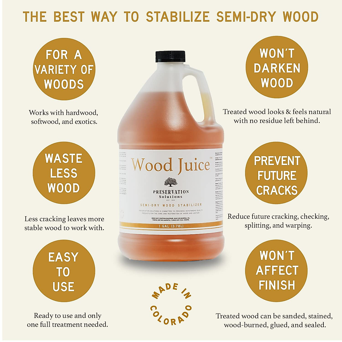Preservation Solutions - Wood Juice 1 Gallon - Semi Dry Wood Stabilizer