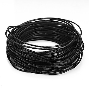 BEADNOVA Genuine Round Leather Cord Black Leather Strips for Jewelry Making Bracelet Necklace Beading (11 Yards,1.5mm)