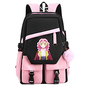 XIXISA 17 INCH Nezuko Laptop Backpack Kanroji Mitsuri Backpacks (Pink -Kanroji)
