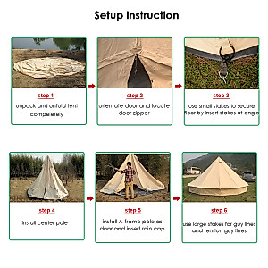 PlayDo 3M/9.8ft 4 Season Cotton Canvas Bell Tent Camping Yurt Tent Huning Wall Tent with Top Stove Hole for 2 Person