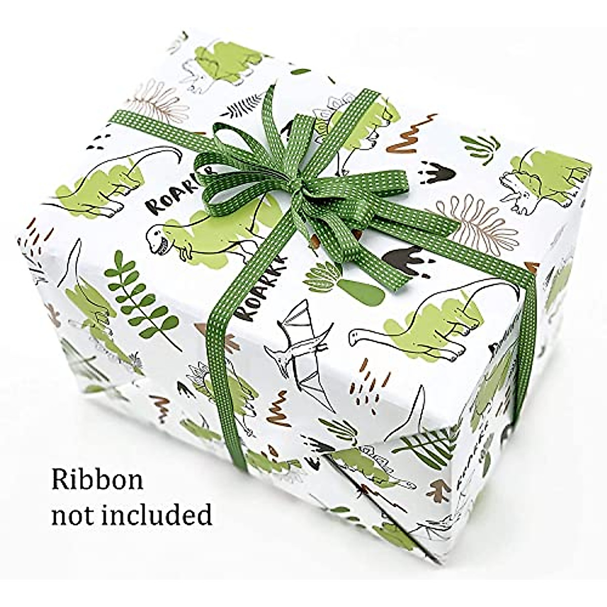 Stesha Party Green Dinosaur Wrapping Paper Birthday Gift - Folded 30 x 20 Inch (3 Sheets)