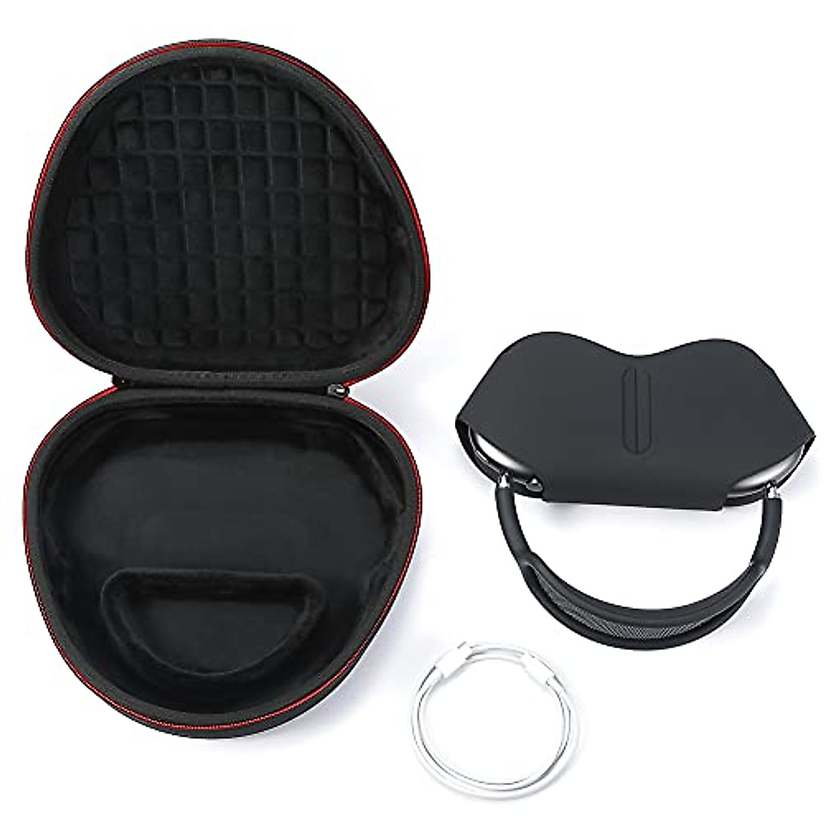 Hard Travel Carrying Case for Apple AirPods Max Headphone and It's Accessories, Protective Storage Bag - Black(Black Lining)