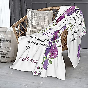 Gifts for Mom, Mom Gifts from Daughter Son, Mom Birthday Gifts, Mother's Day Blanket Gifts for Mom, Soft Warm Purple Flowers Butterfly Flannel Throw Blankets for Mom 60''x50''