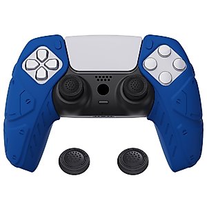 PlayVital Mecha Edition Blue Ergonomic Soft Controller Silicone Case Grips for ps5, Rubber Protector Skins with Thumbstick Caps for ps5 Controller - Compatible with Charging Station