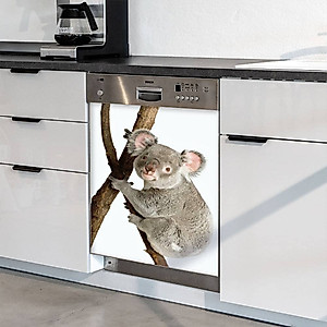 Rustic Farmhouse Dishwasher Magnet Cover Koala Tree Branch Funny Kitchen Decor Cute Animal Magnetic Refrigerator Stickers Decorative Appliance Cover Fridge Panels Metal Door Garage 23x26in