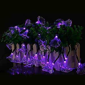 UWY Solar Glory Flower, Solar Flower String 15.7ft/4.8m 20 LED Solar Morning Glory Flower String Lights Waterproof for Home Indoor Garden Lawn Patio Trees Weddings (Purple)