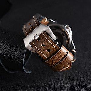 EACHE Leather Watch Bands Handmade Genuine Leather Watch Straps Vintage Design Classical Thick Watch Bands 20mm
