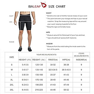 BALEAF Padded Bike Shorts for Men Cycling Shorts Padding Pockets UPF 50+ Black M