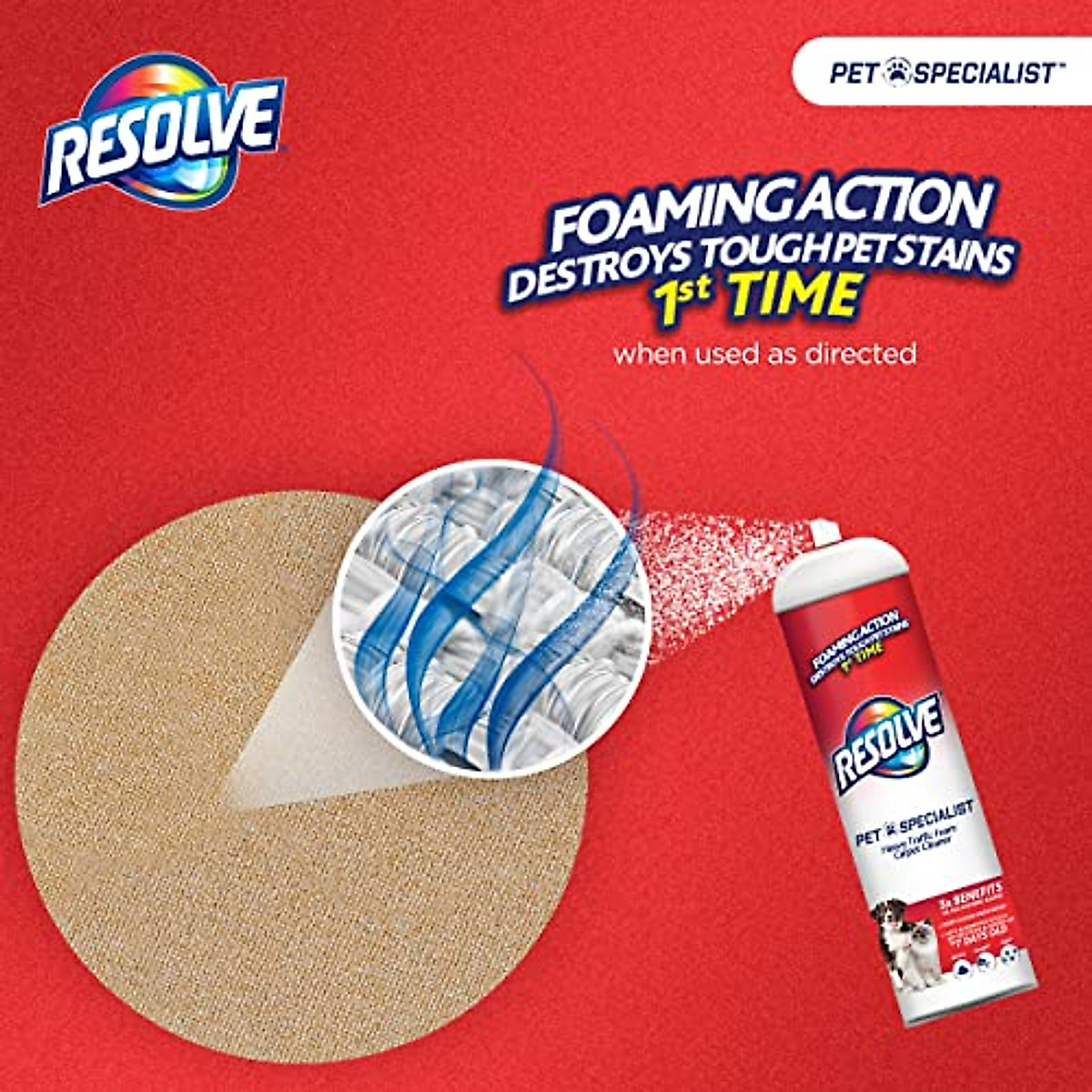 Resolve Pet Specialist Easy Clean Brushing Kit includes Heavy Traffic Foam Carpet Cleaner, 22oz