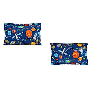 Sapphire Home 8 Piece Space Themed Queen Bedding Set for Boys, Bed in a Bag, Kids Comforter Set with Bed Sheets, Pillow Case, Toy Pillow, Planets, Solar System Bedroom Kit for Toddlers, Queen Size
