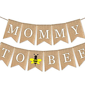 SWYOUN Burlap Mommy to Bee Banner Bumble Bee Theme Supplies Boy Or Girl Baby Shower Party Decoration