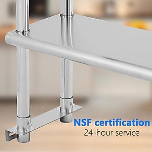 Agrestem Stainless Steel Double Shelf,72 Inch Restaurant Kitchen Shelf, Supports Up to 800 Pounds, NSF Commercial Adjustable Double Shelf 2 Tier for Restaurant, Kitchen and Workshop, Silver