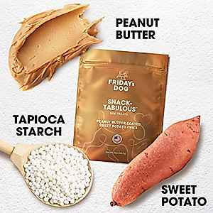 Friday's Dog Peanut Butter Coated Sweet Potato Fries | Great Source of Protein & Fiber | Healthy Soft Dog Treats | 3 Real Ingredients | Grain & Gluten Free | Natural Vitamins Dogs