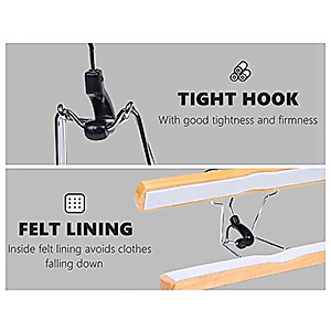 Amber Home Natural Wooden Pants Hangers 24 Pack, Wood Clamp Hangers with Non Slip Padded Velvet, Jeans/Slacks Hangers Hair Extension Hangers for Skirts, Trousers, Wigs (Natural, 24)