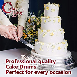 Cakebon Cake Drums Round 10 Inches - (White, 12-Pack) - Sturdy 1/2 Inch Thick - Professional Smooth Straight Edges