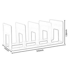 Generic Acrylic Bookends Bookshelf Dividers Office Supplies Four Frames Book Stand Wardrobe Divider Shelf for Bookshelf Magazines, Blue, 32.5cmx14.5cmx13cm