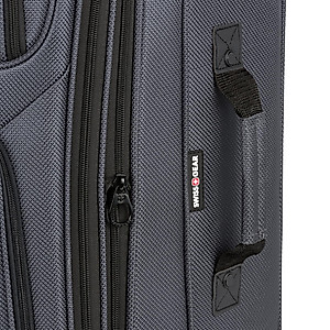 SwissGear Sion Softside Expandable Roller Luggage, Dark Grey, Checked-Medium 25-Inch