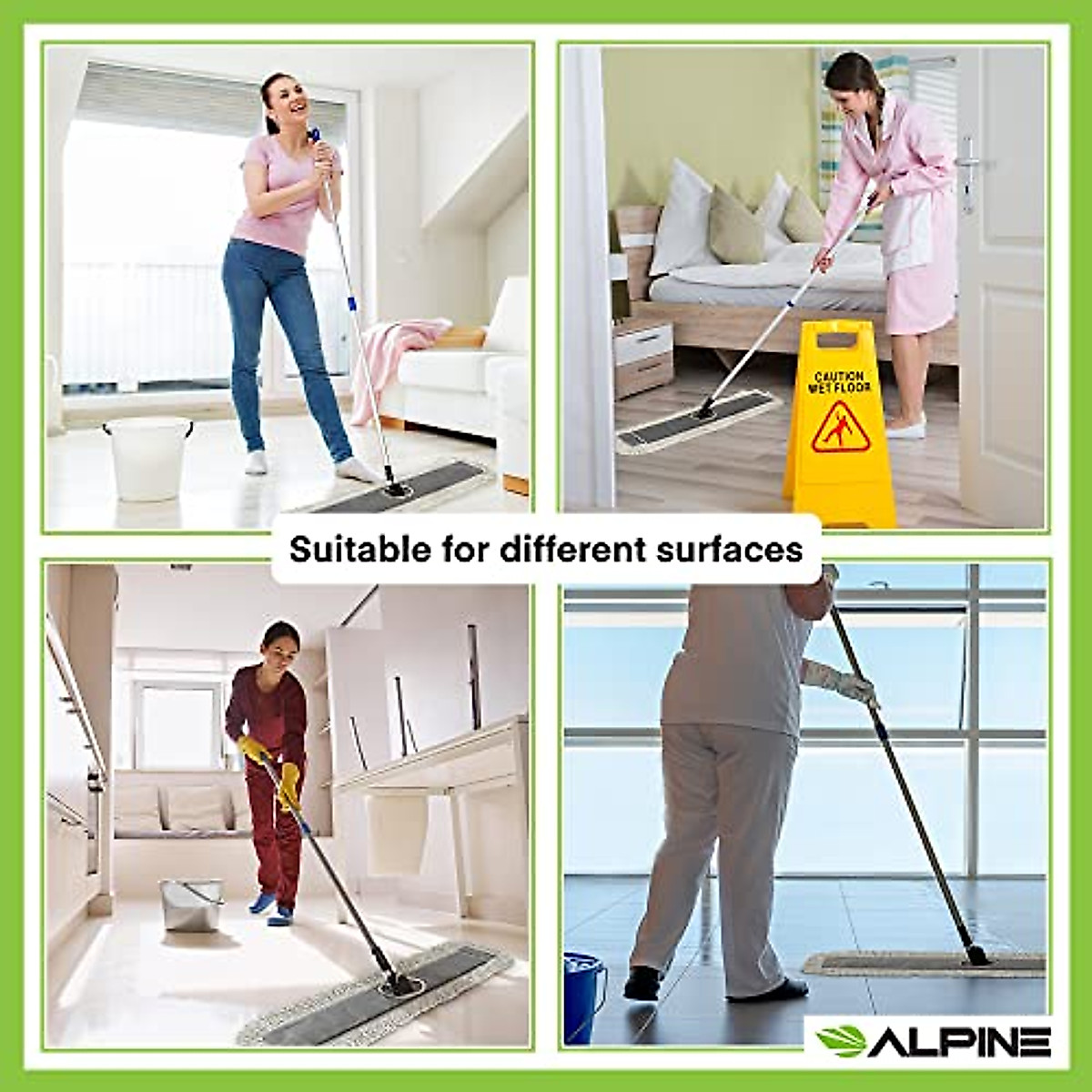 Alpine Industries Heavy Duty Cotton Mop Head - Dry Mop Head for Dirt Dust for Clean Hardwood Floor, Office and Garage - Commercial Mop - Super Absorbent Industrial Mop Head (48 in, Single Pack)