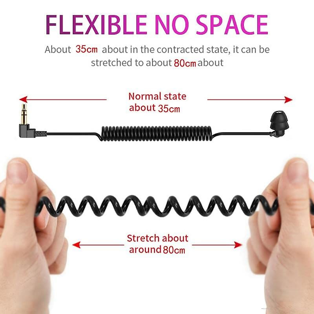 3.5mm Jack Spring Earphones Single Side Earphone One Side Headphones Wired Headset in Ear Heavy Bass Earbuds Noise Isolating Earplugs for Mobile Phone MP3 Computer