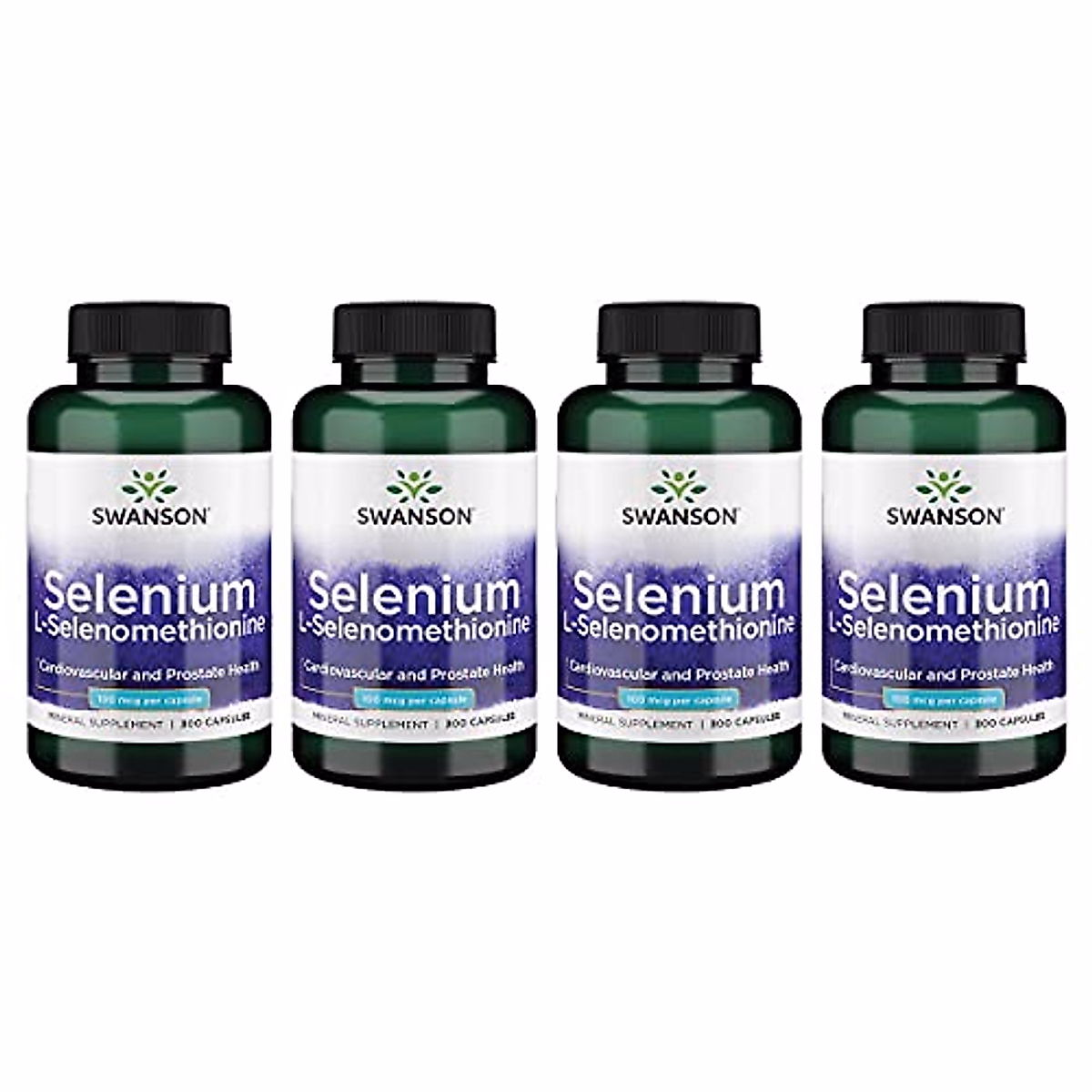 Swanson Selenium (L-Selenomethionine) - Herbal Supplement Promoting Heart Health & Prostate Health - May Support Immune System & Thyroid Health - (300 Capsules, 100mcg Each) 4 Pack