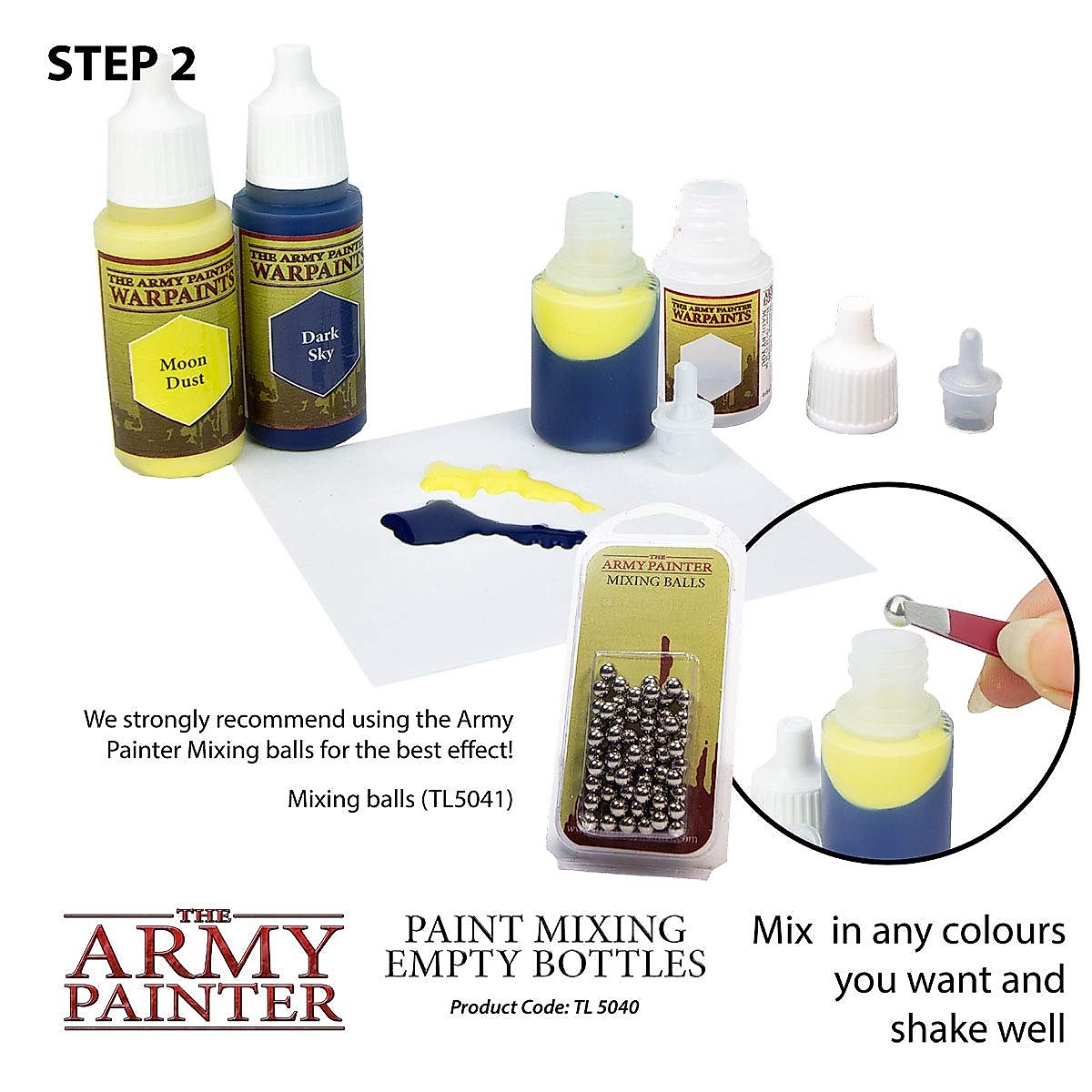 The Army Painter Paint Mixing Empty Dropper Bottles-12 ml, Pack of 6 Bottles with Dropper-Plastic Dropper Bottles for Acrylic Paint-Empty Plastic Bottle with Dropper Top- Small Applicator Paint Bottle