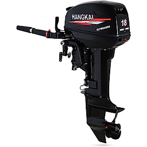 2 Stroke 18 HP Short Shaft Outboard Motors Engine, Fishing Boat Engine Tiller Control Motor Fishing Boat Engine Water-Cooling Heavy Duty Outboard Motors