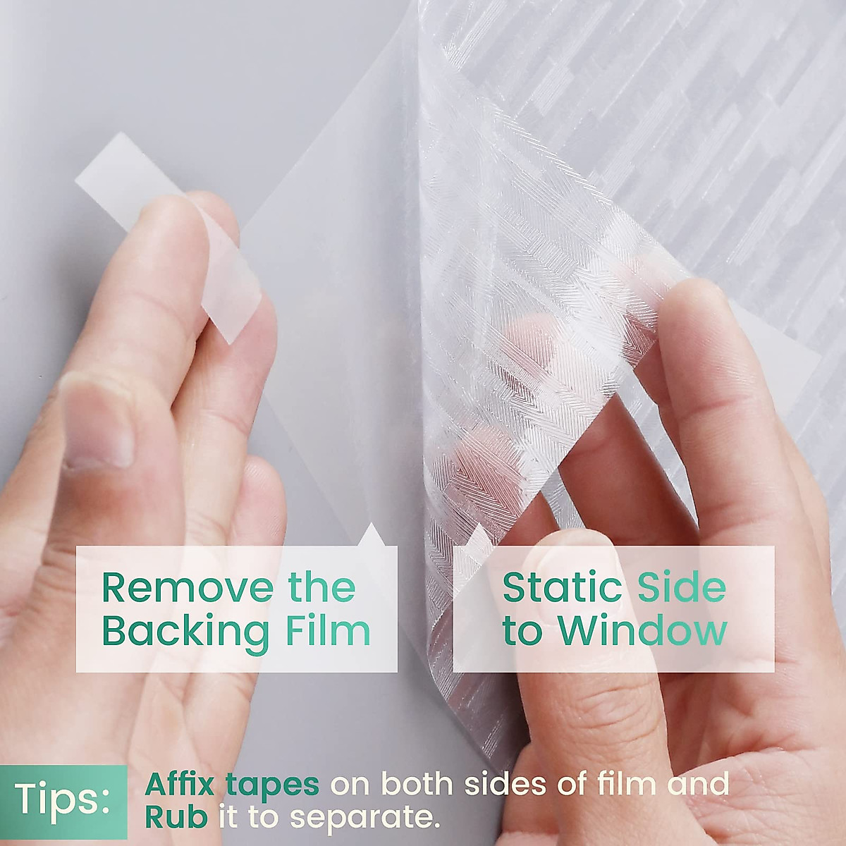 rabbitgoo Window Privacy Film, No Glue Frosted Glass Film, Static Cling UV Blocking Non Adhesive Reusable Heat Control Window Vinyl Clings for Home, Office, Frosted Silk, 17.5 x 78.7 Inches