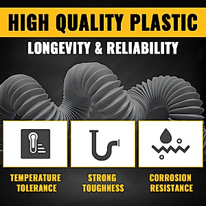 VIVIDA Flexible Sink Drain Pipe 1-1/2 inch for Double Sink Drain, 11"-31.5" Expandable Flexible P Trap Double Bowl Sink Drain Kit for Kitchen, Bathroom, 1-1/4" Adapter Included, Gray, 1 PACK