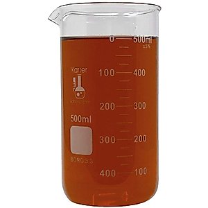 500ml Beaker, Tall Form Berzelius, Borosilicate 3.3 Glass, Double Scale, Graduated, Karter Sientific 213F9 (Pack of 6)