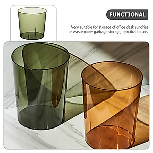 LIFKOME Trash Bin Trash Cans Plastic Wastebasket Small Trash Can Round Garbage Container Bin Party Beverage Chiller Bin for Bathroom Bedroom Office Clear Green Trash Bin Trash Cans